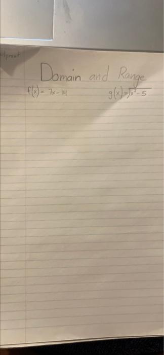 Solved Domain and Range g(x)=x²-5 f(x) = 7x-M1Explain how | Chegg.com