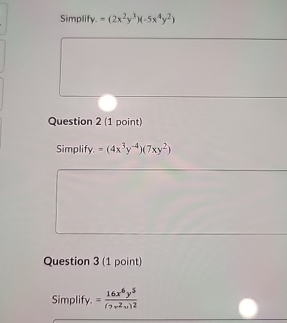 Solved Question 2 (1 ﻿point)Simplify. | Chegg.com