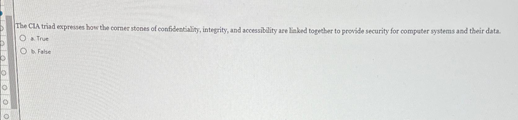Solved The CIA triad expresses how the corner stones of | Chegg.com