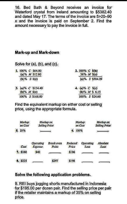 Solved Topic 1 - Mathematics of Buying and Selling Find the | Chegg.com