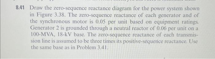 41 Draw the zero-sequence reactance diagram for the | Chegg.com