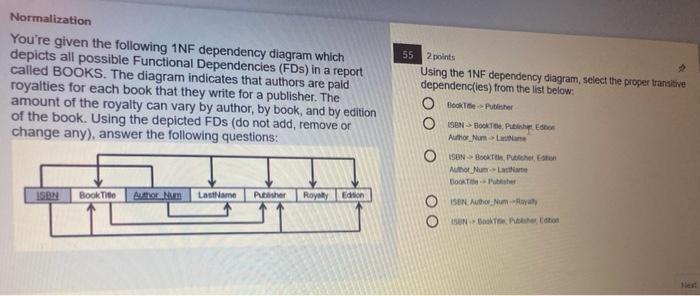 Solved You're given the following 1NF dependency diagram | Chegg.com