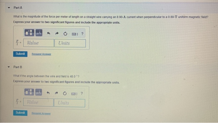 Solved Part A What is the magnitude of the force per meter | Chegg.com
