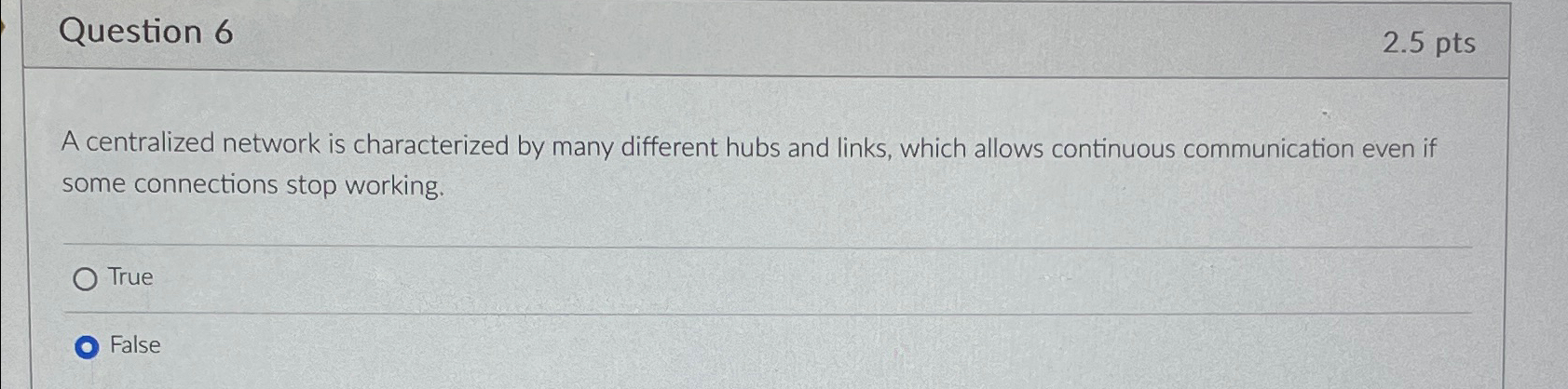 Solved Question 62.5ptsA centralized network is | Chegg.com
