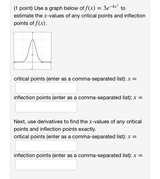Solved (1 point) Use a graph below of f(x) = 3e-4x² to | Chegg.com