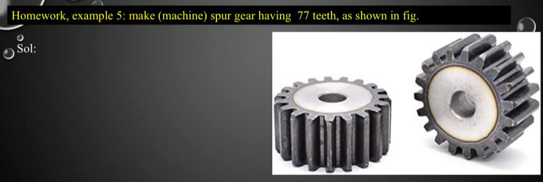 Solved Homework, example 5: make (machine) spur gear having | Chegg.com