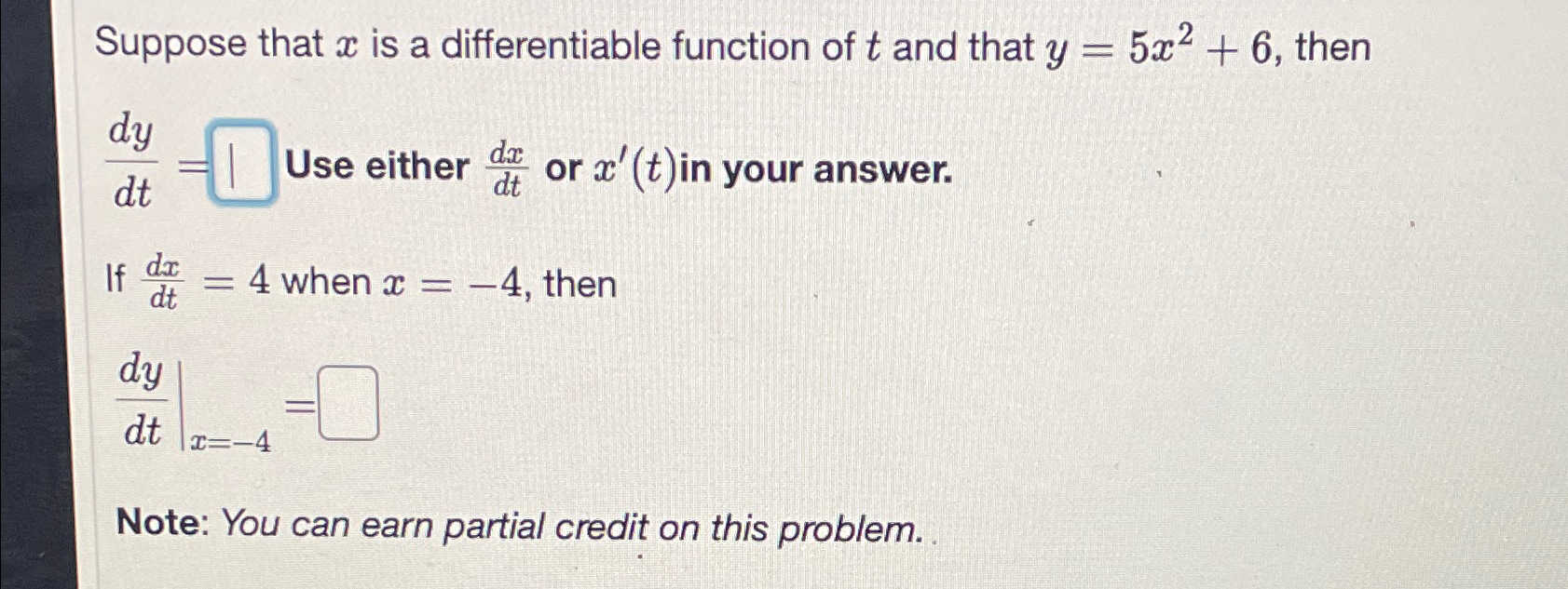 Solved Suppose that x ﻿is a differentiable function of t | Chegg.com