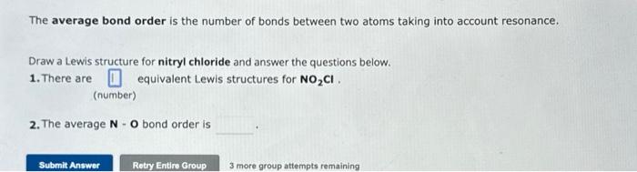 Solved The average bond order is the number of bonds between | Chegg.com