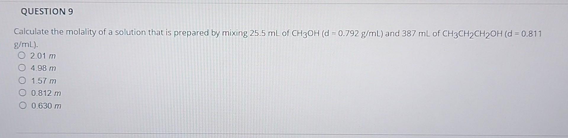 Solved Calculate the molality of a solution that is prepared | Chegg.com