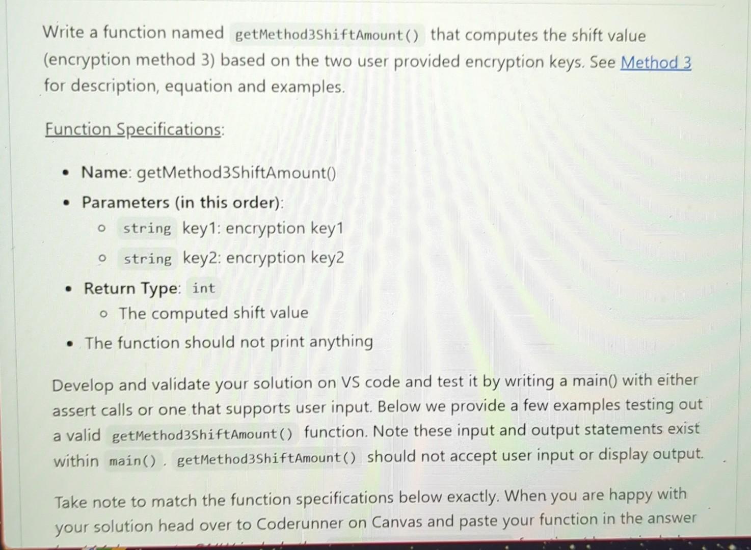 Solved Method 3 Is A Right Shift Encryption With A Shift