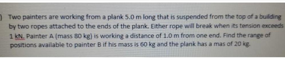 Solved 1 Two painters are working from a plank 5.0 m long | Chegg.com