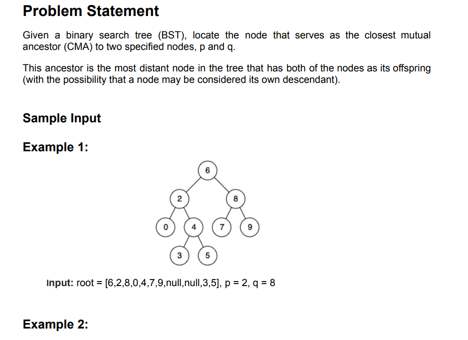 Given a binary search tree (BST), ﻿locate the node | Chegg.com