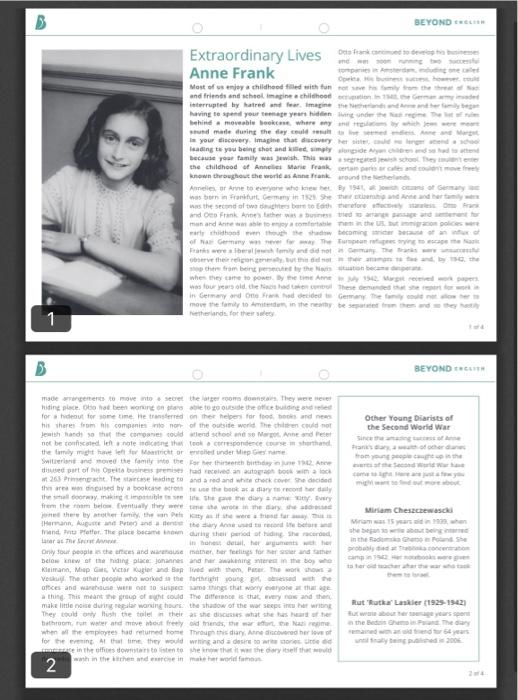 Extraordinary Lives Anne Frank move the famdy to | Chegg.com