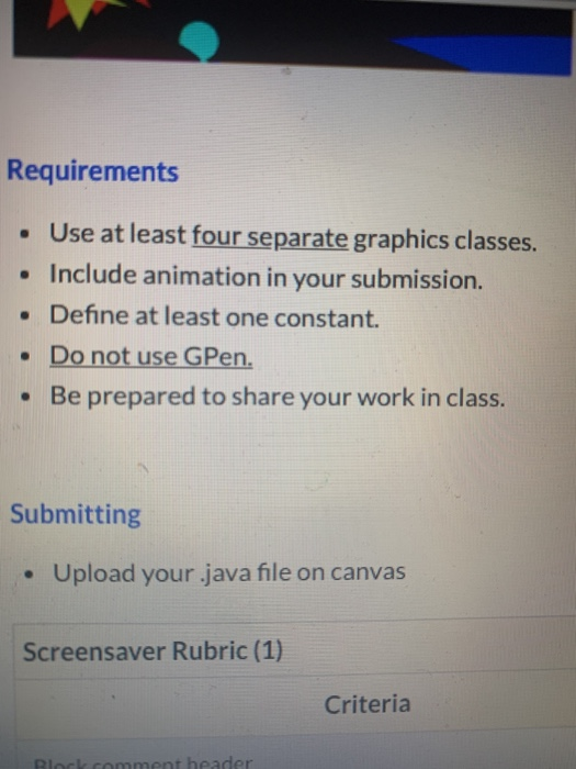 Solved Use the following graphics classes to create a | Chegg.com