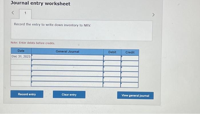 Solved Exercise 6-10 Lower of cost and net realizable value | Chegg.com