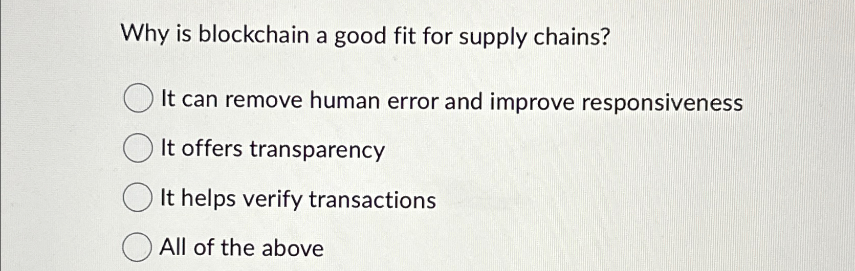 Solved Why is blockchain a good fit for supply chains?It can | Chegg.com