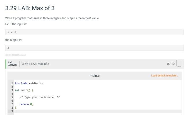 Solved Write a program that takes in three integers and | Chegg.com