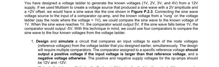You have designed a voltage ladder to generate the | Chegg.com