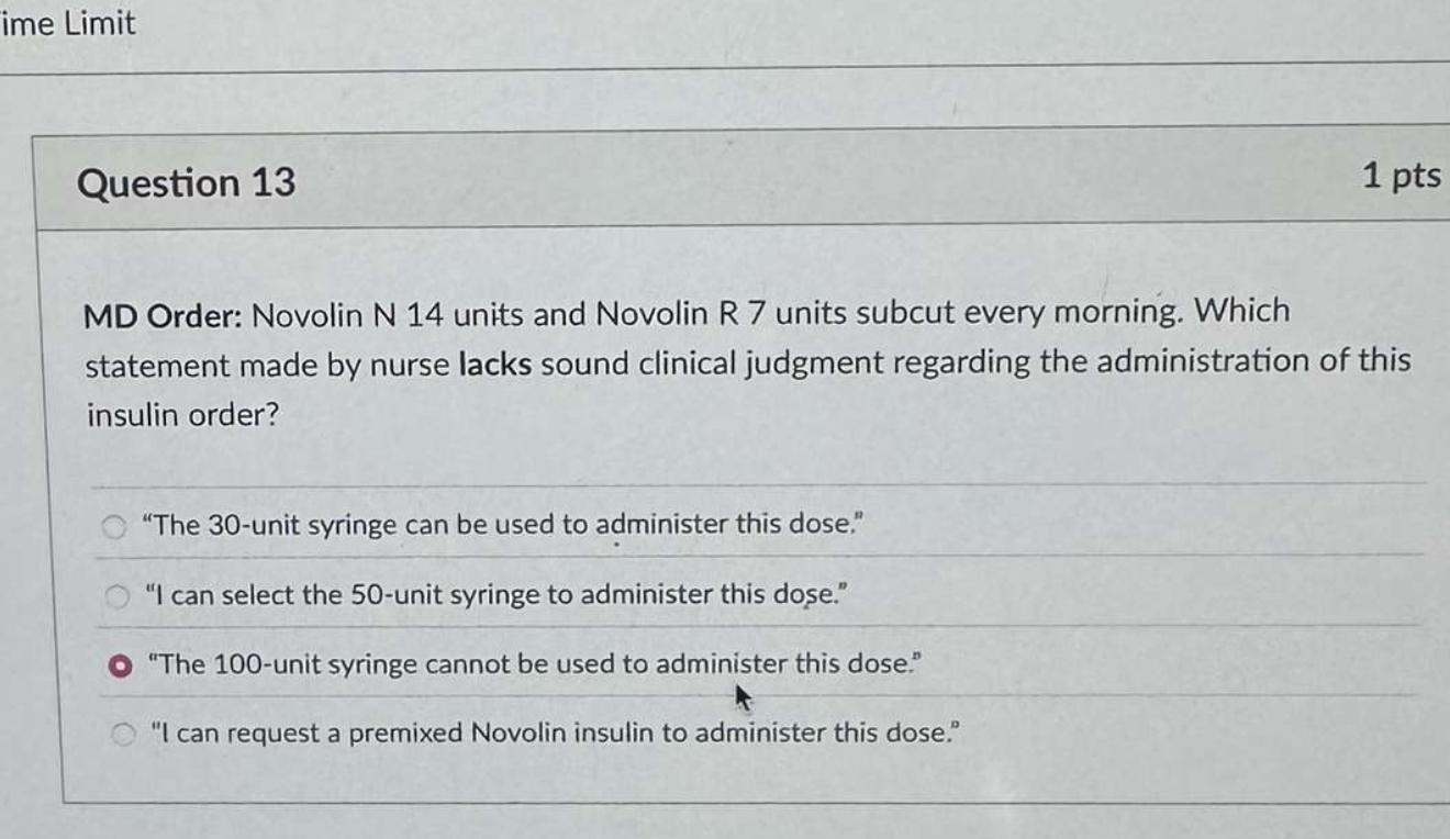 ime LimitQuestion 131 ﻿ptsMD Order: Novolin N 14 | Chegg.com
