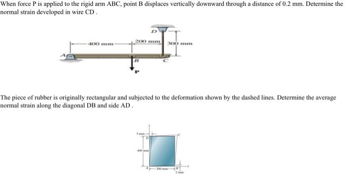 Solved When force P is applied to the rigid arm ABC, point B | Chegg.com