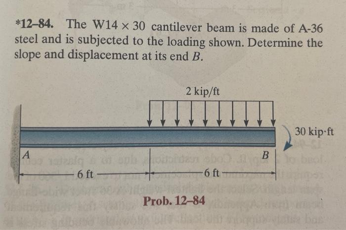 Solved *12-84 The W14 x 30 cantilever beam is made id A-36 | Chegg.com