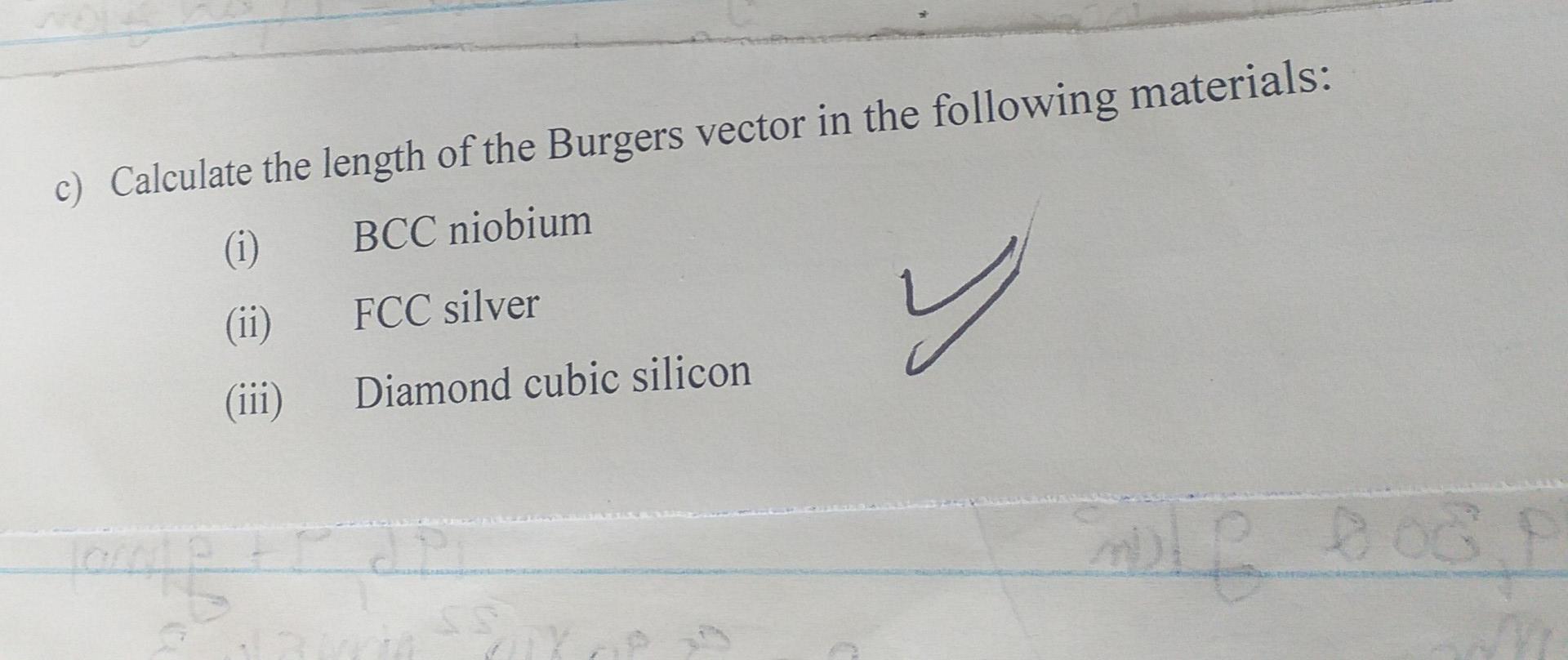 Solved c) Calculate the length of the Burgers vector in the | Chegg.com