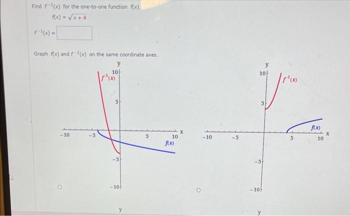 Solved Find f−1(x) for the one-to-one function f(x). | Chegg.com