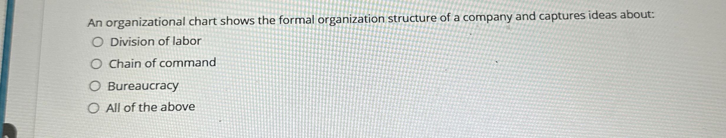 Solved An organizational chart shows the formal organization | Chegg.com