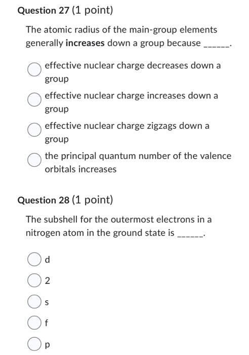 Solved The atomic radius of the main-group elements | Chegg.com