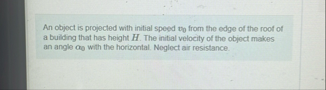 Solved An object is projected with initial speed v0 ﻿from | Chegg.com