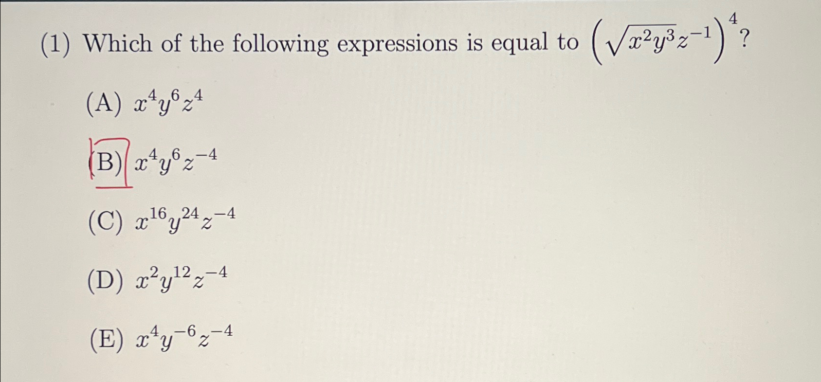 Solved (1) ﻿Which of the following expressions is equal to | Chegg.com