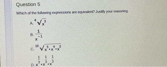 Solved Which of the following expressions are equivalent? | Chegg.com
