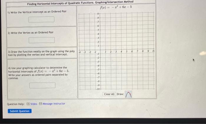 Solved 1) Write the Vertical Intercept as an Ordered Pair 2) | Chegg.com