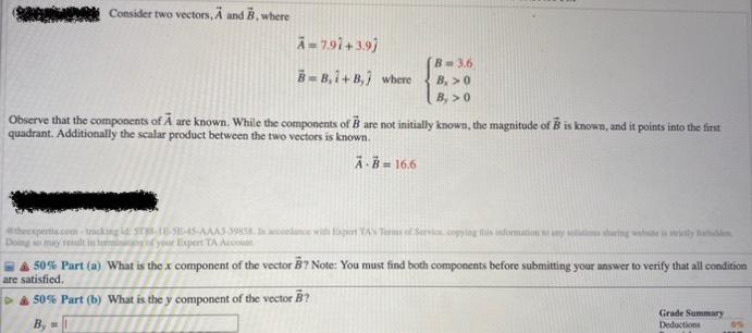 Solved Consider Two Vectors A And B Where