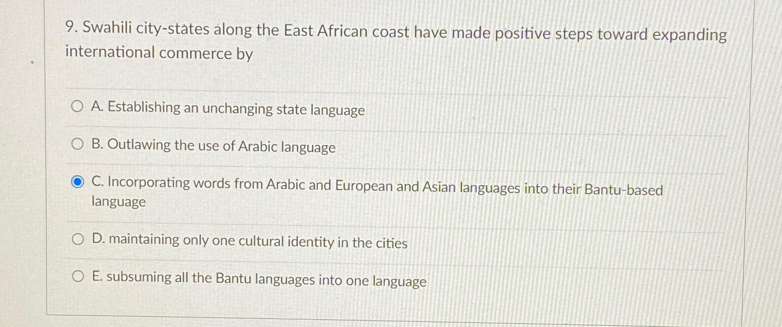 Solved Swahili city-states along the East African coast have | Chegg.com