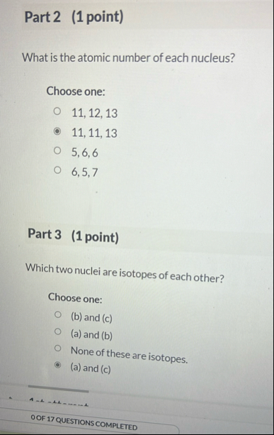 Solved Part 2 (1 ﻿point)What is the atomic number of each | Chegg.com