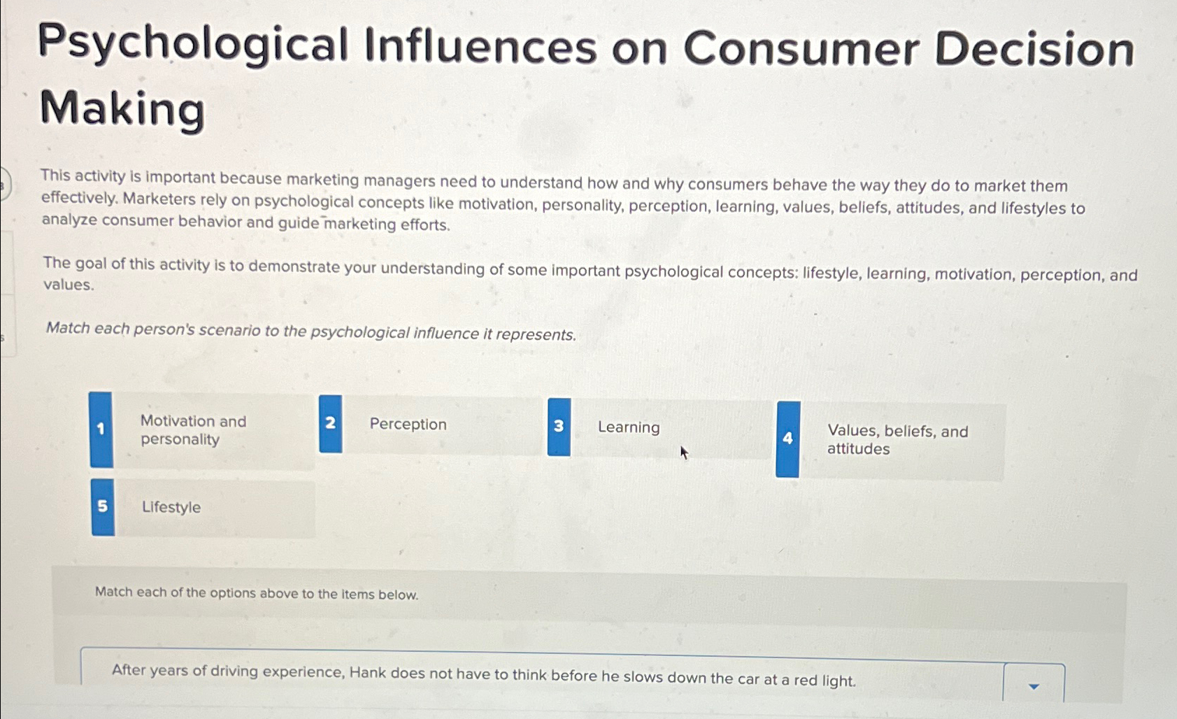 Solved Psychological Influences on Consumer Decision | Chegg.com