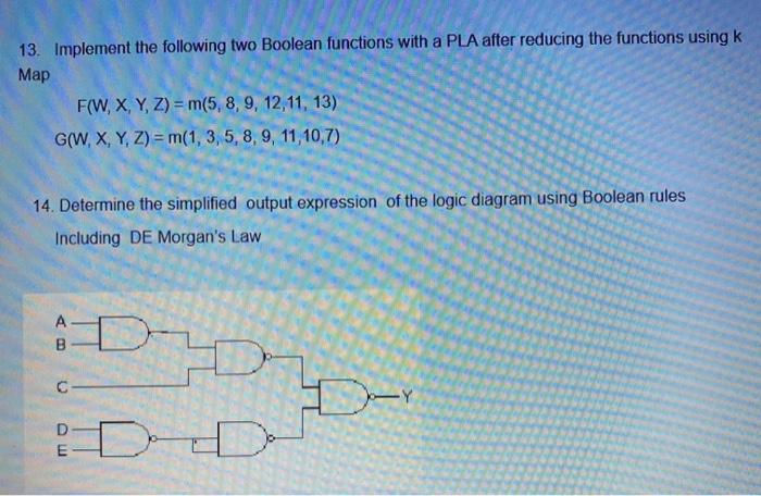 Solved 13. Implement the following two Boolean functions | Chegg.com
