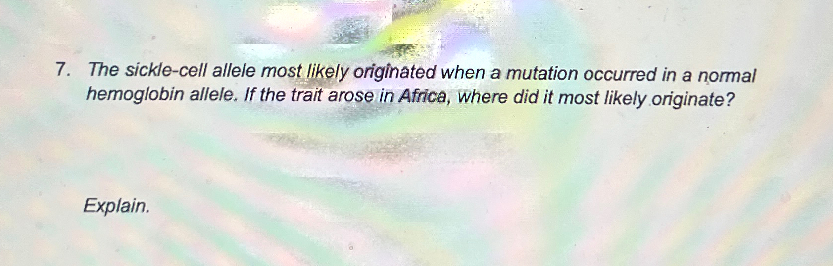Solved The sickle-cell allele most likely originated when a | Chegg.com