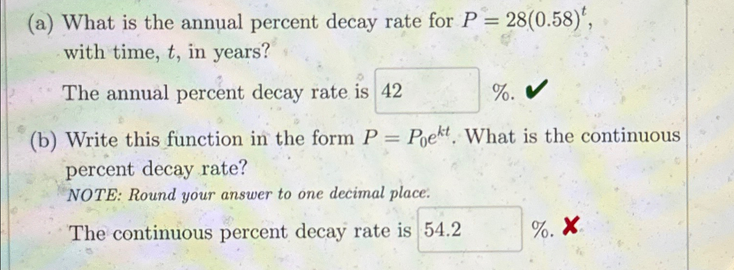 Solved (a) ﻿What is the annual percent decay rate for | Chegg.com