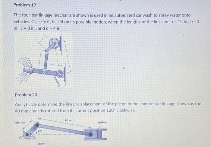 Solved The four-bar linkage mechanism shown is used in an | Chegg.com
