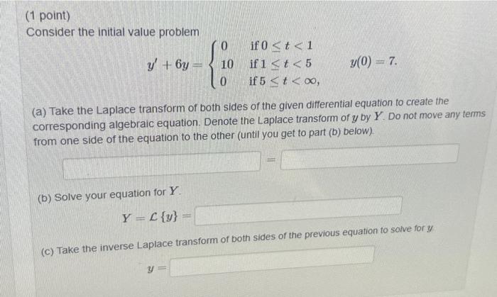 Solved (1 point) Consider the initial value problem | Chegg.com