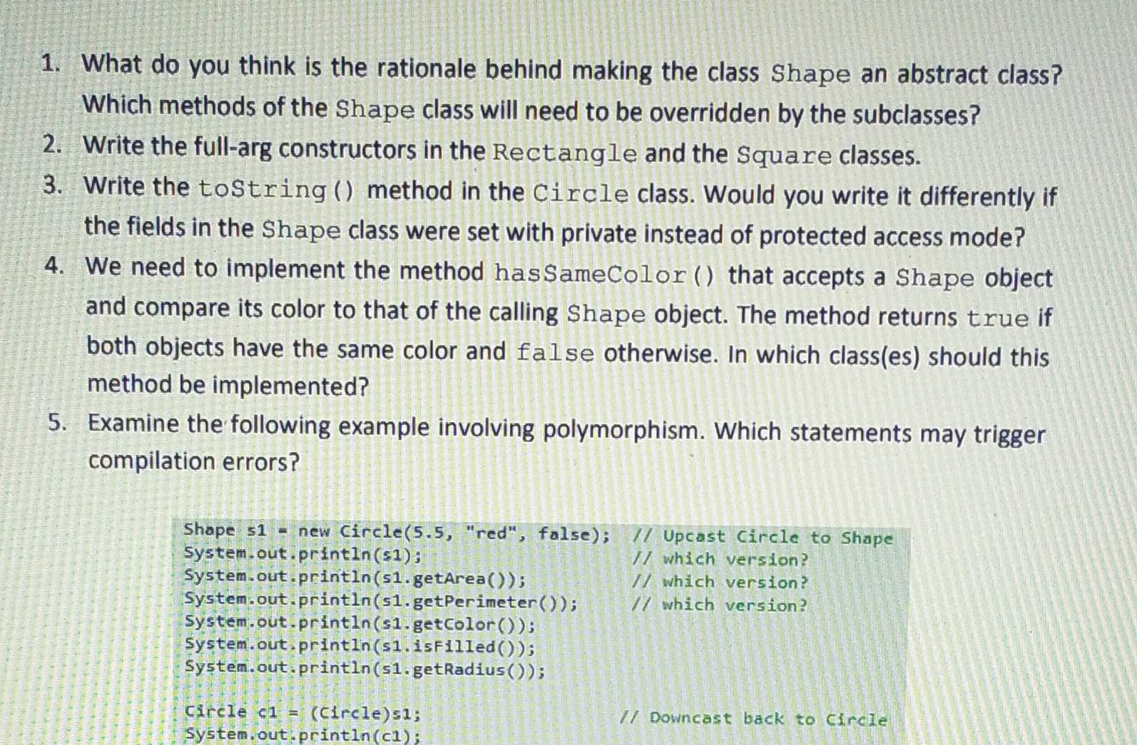 Solved Part I Assume that the class Circle inherits from an | Chegg.com