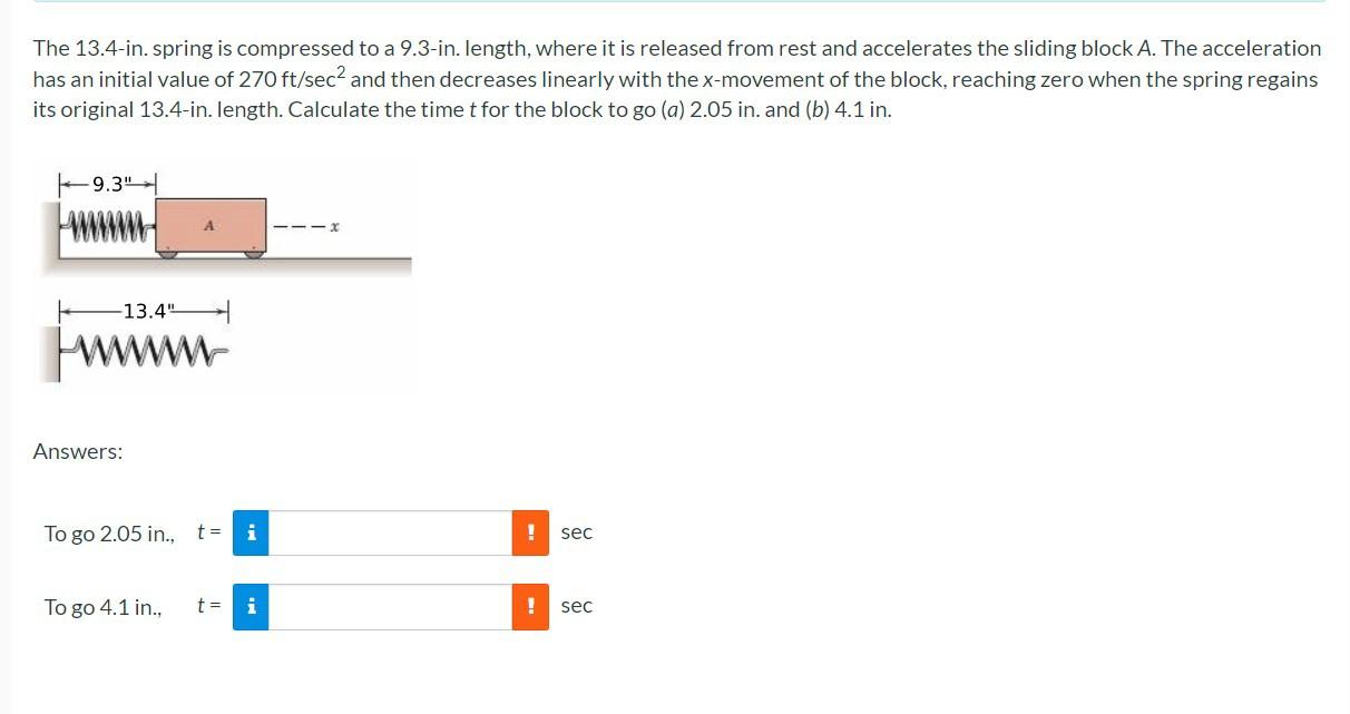 Solved The 13.4-in. spring is compressed to a 9.3-in. | Chegg.com
