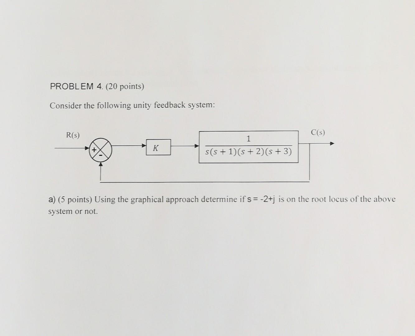 Solved Consider the following unity feedback system: a) (5 | Chegg.com