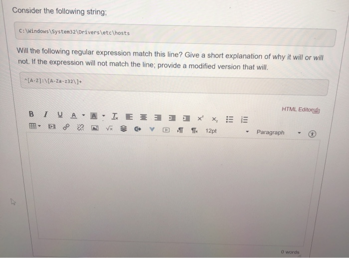 Solved Consider the following string; | Chegg.com