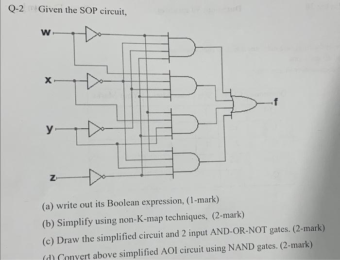 Solved Q-2 Given the SOP circuit, w x у z (a) write out its | Chegg.com