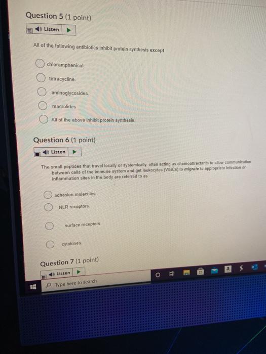 Solved Question 5 (1 point) 4Listen All of the following | Chegg.com