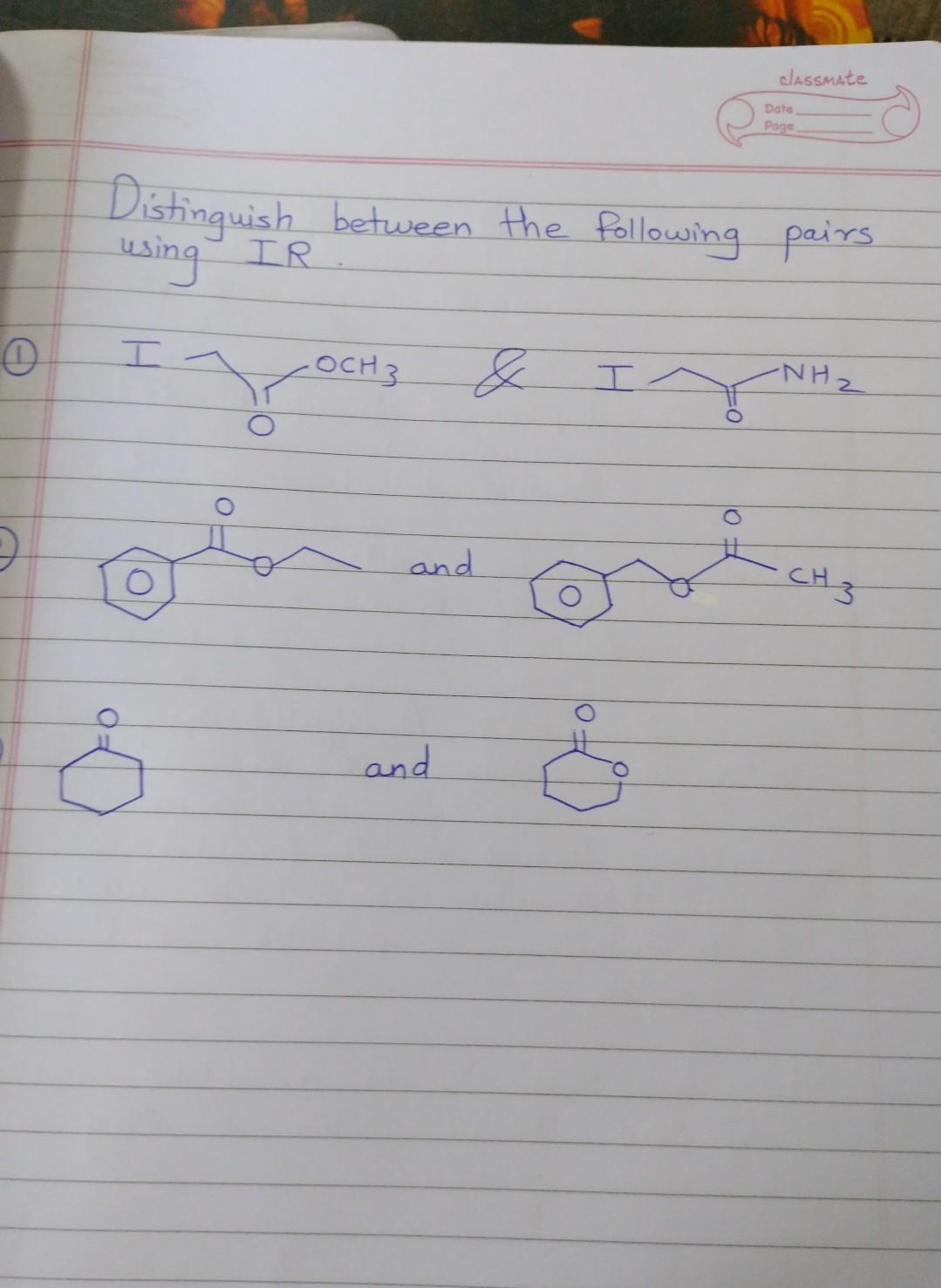 Solved Distinguish between the following pairs using IR. and | Chegg.com
