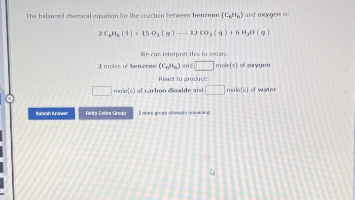 Solved The balanced chemical equation for the reaction | Chegg.com
